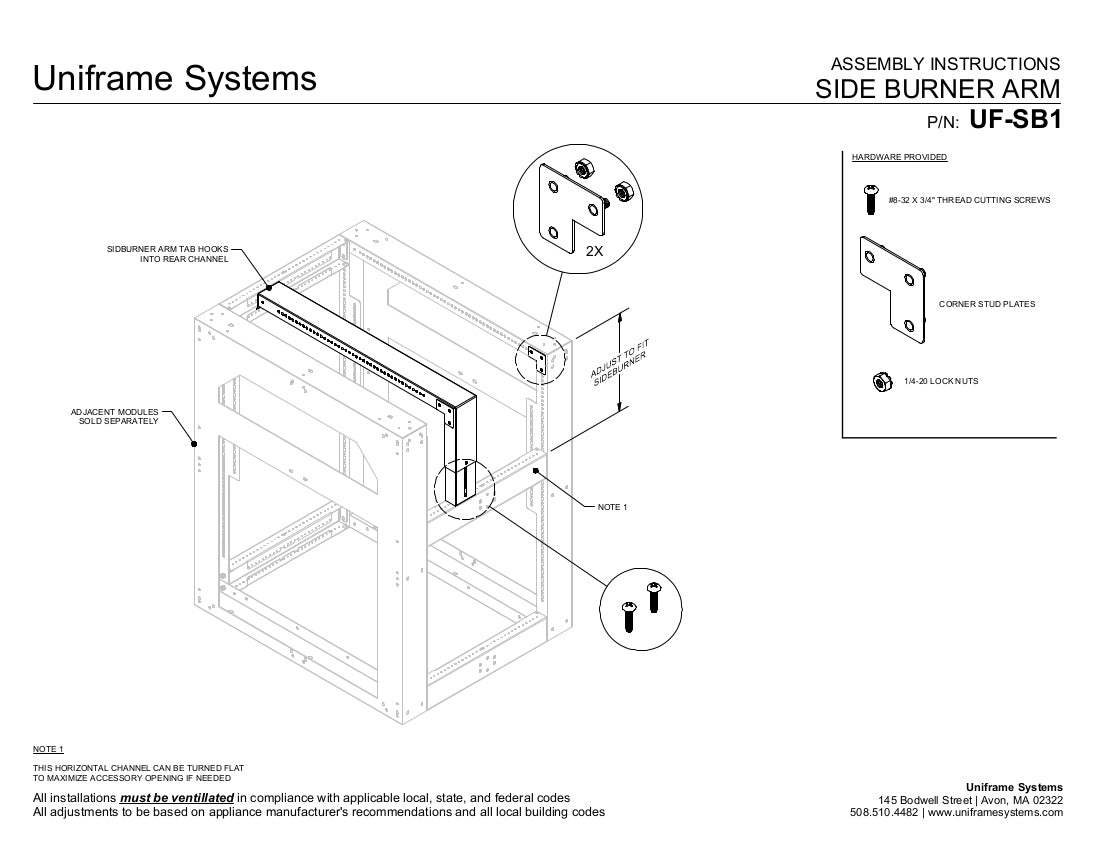 Side Burner Arm – Uniframe Systems