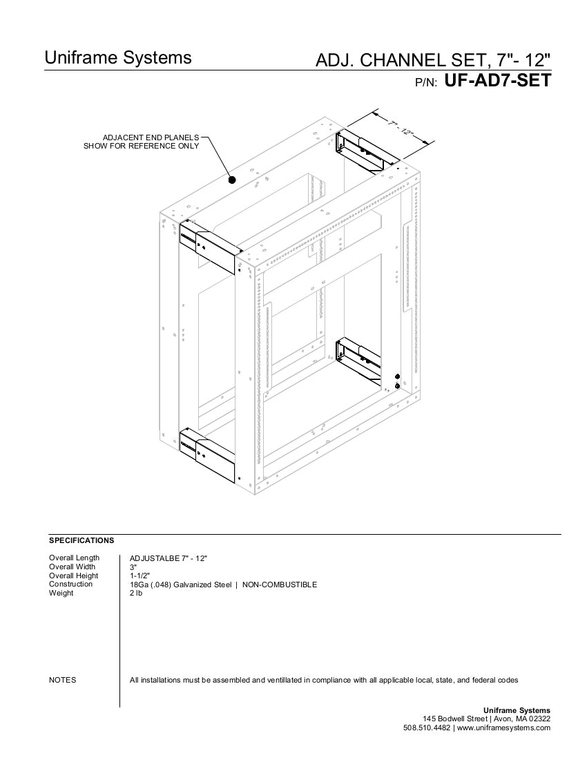 Adj. Channel Set 7”-12” – Uniframe Systems