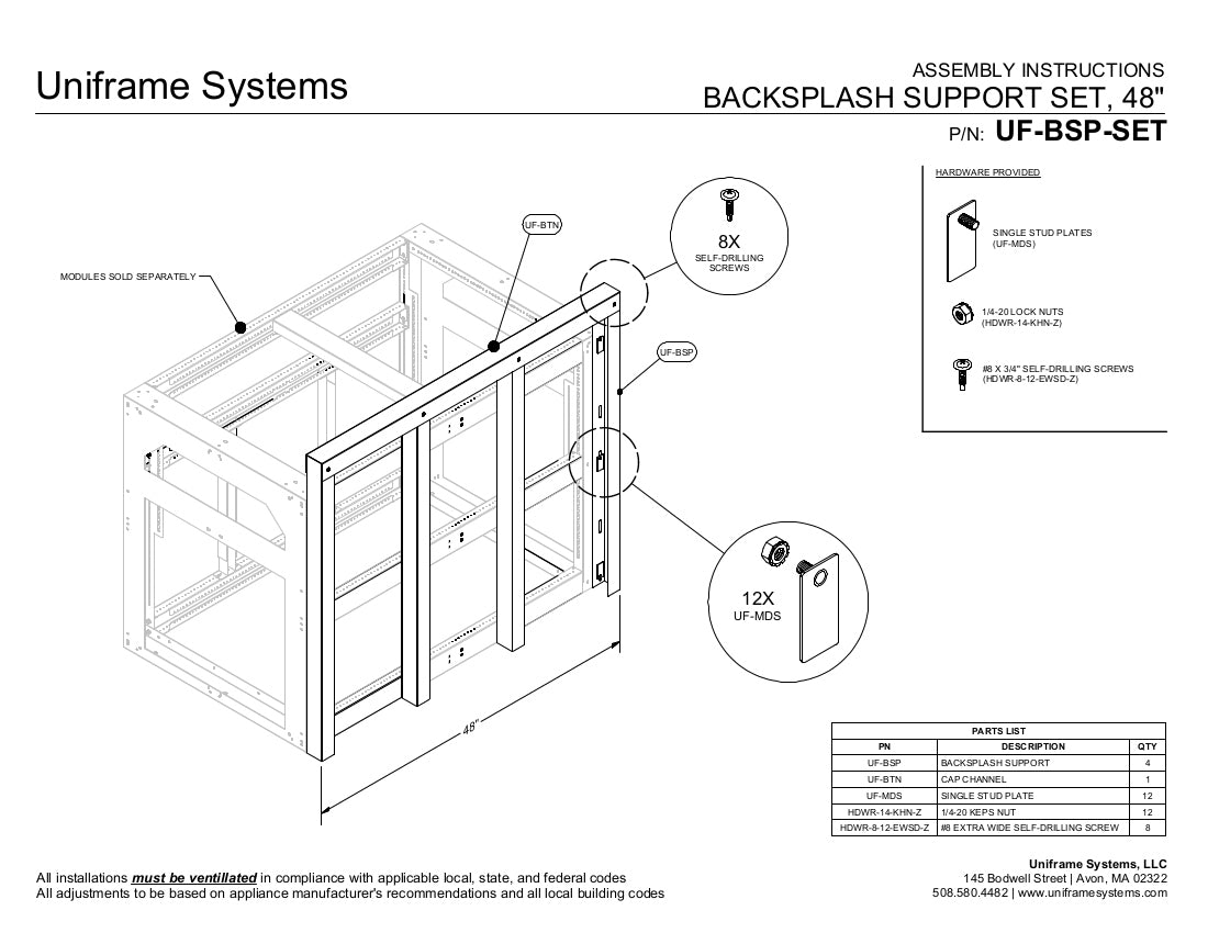Backsplash Supports – Uniframe Systems
